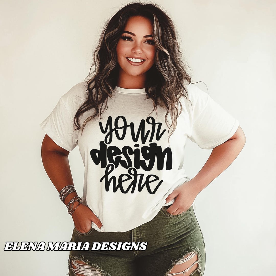 Trendy Model Alternative Mockup off White Tee Shirt Mockup BOHO ...