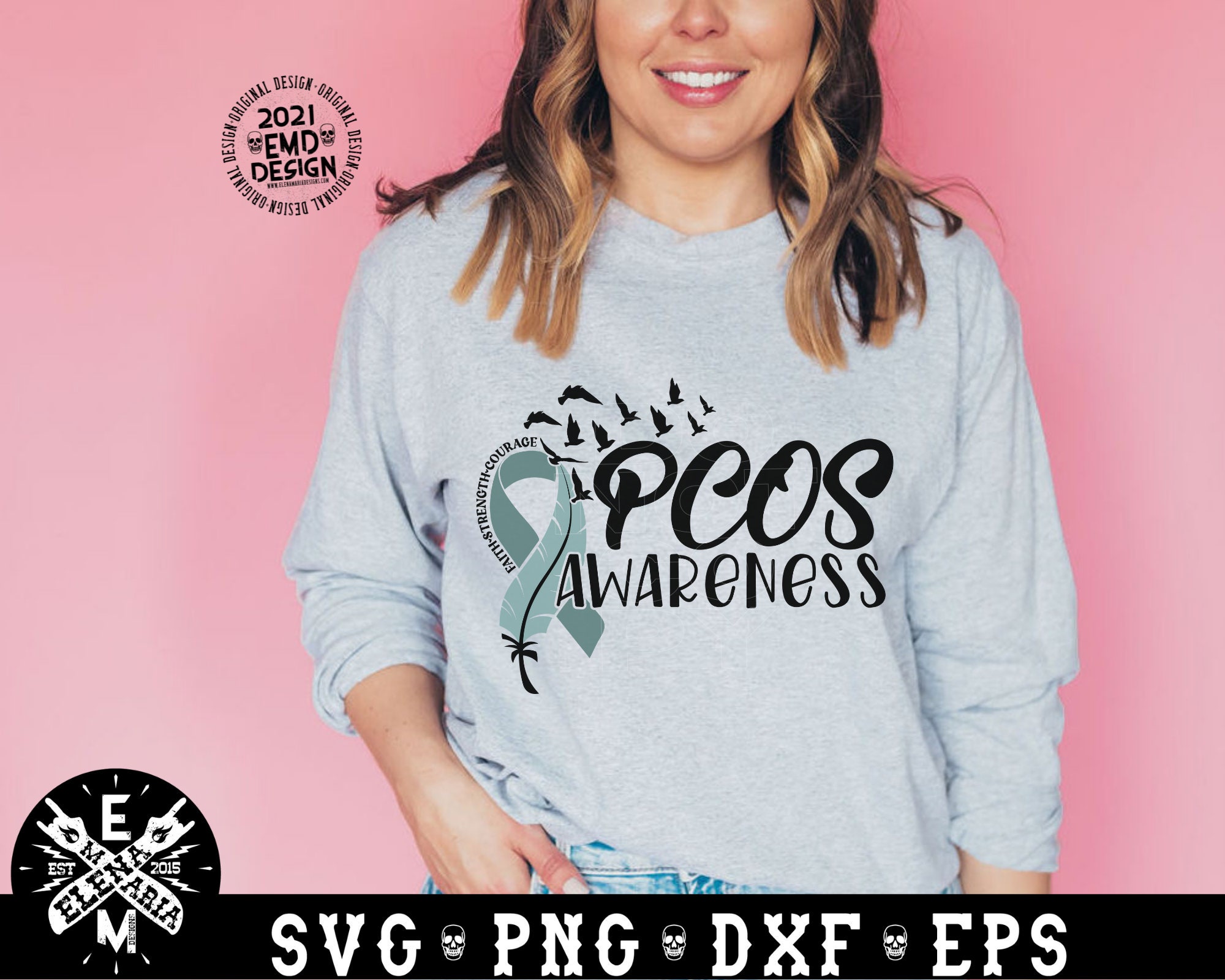 PCOS Awareness SVG File Polycystic Ovarian Syndrome Teal | Etsy