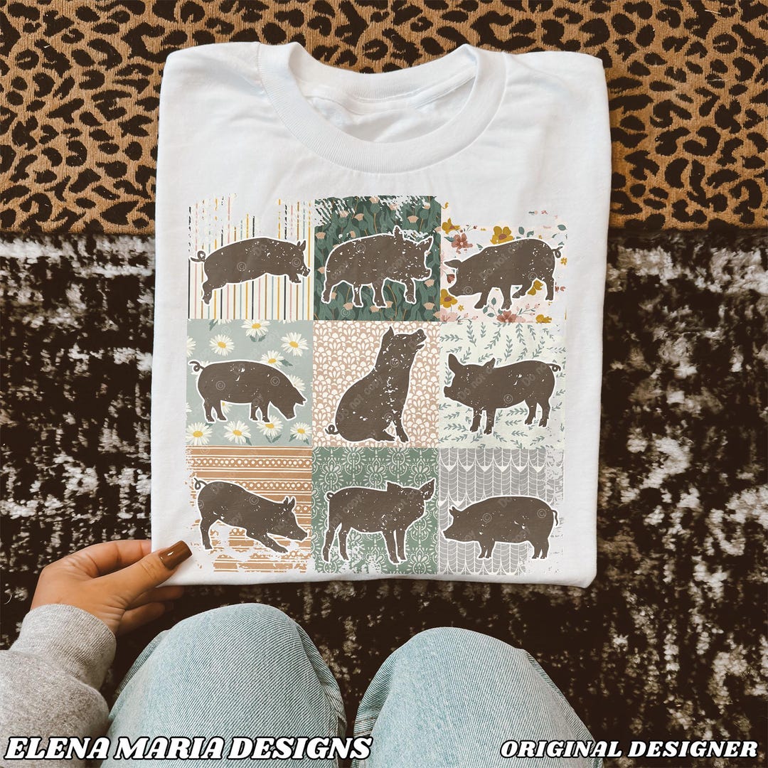 Retro Boho Pig Farm Sublimation Design PNG Files Clipart - Etsy