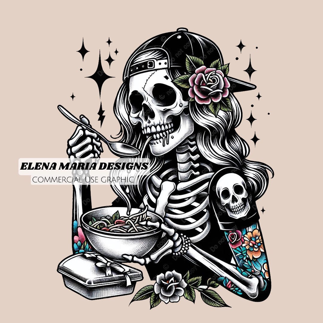 Skeleton Punk Takeout | Sublimation Design | Commercial Use Graphic ...