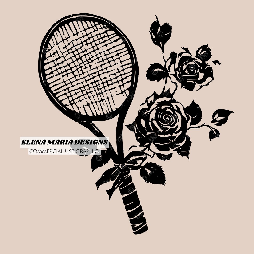 Floral Tennis Racket Clip Art | Sublimation Design | Commercial Use ...