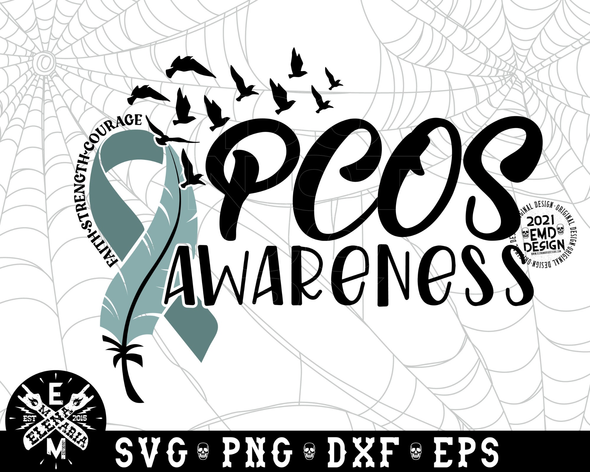 PCOS Awareness SVG File Polycystic Ovarian Syndrome Teal | Etsy