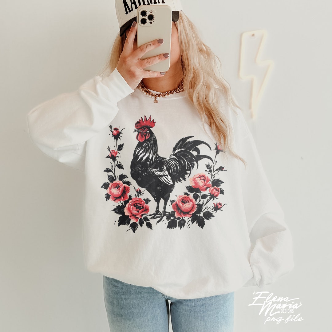 Floral Chicken Roses Farm PNG File Sublimation Design PNG Clipart - Etsy