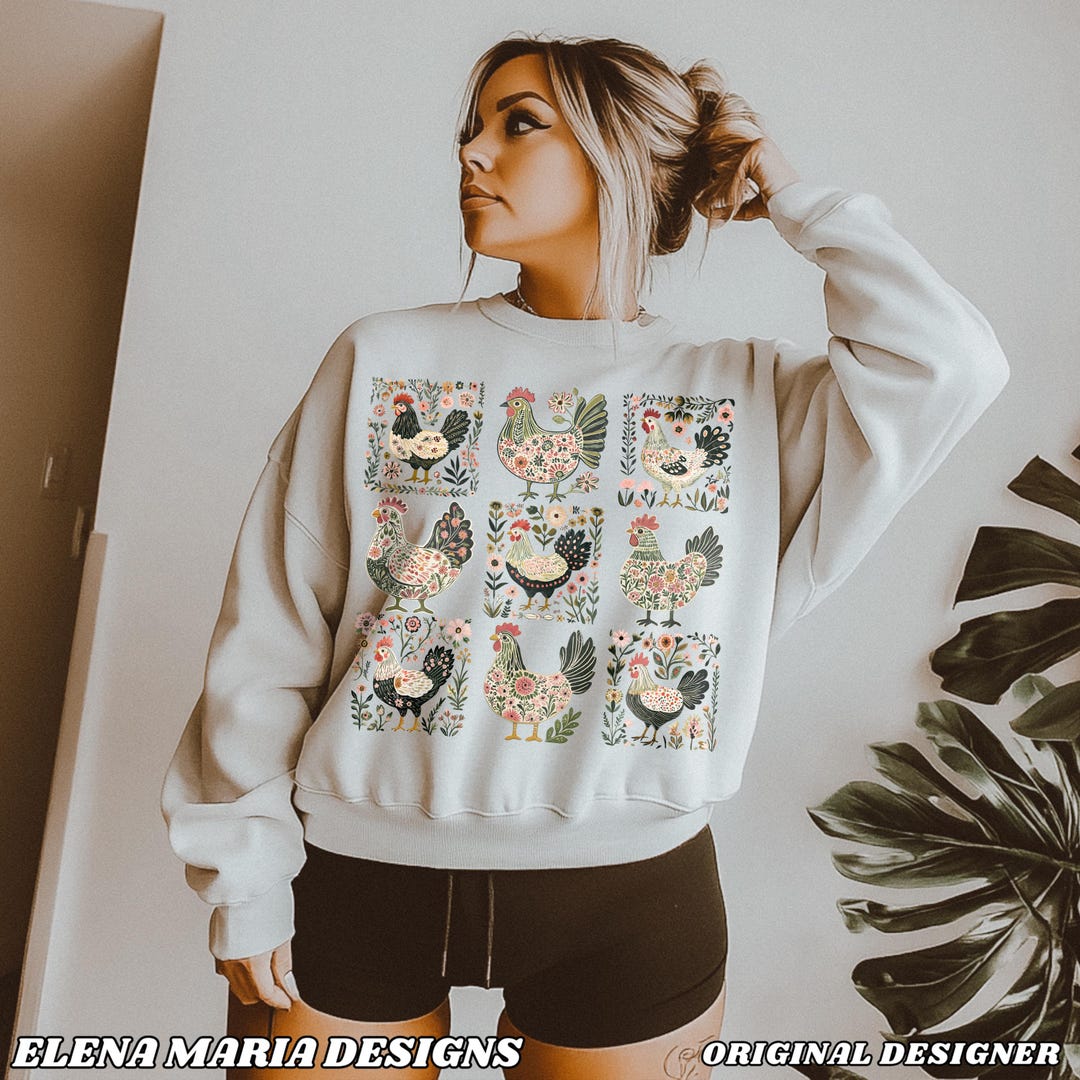 Folk Art Chicken Western Sublimation Design | Cowboy PNG Sublimation ...