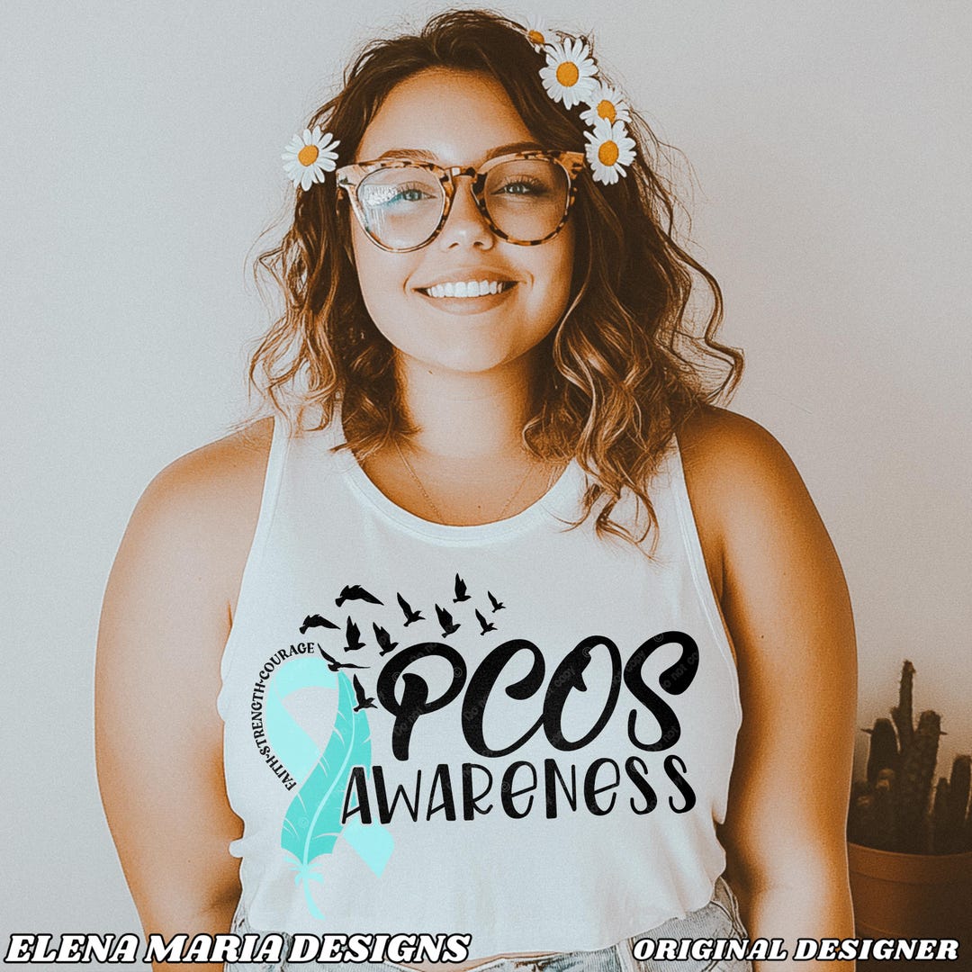 PCOS Awareness SVG File | Polycystic Ovarian Syndrome Teal Ribbon Svg ...