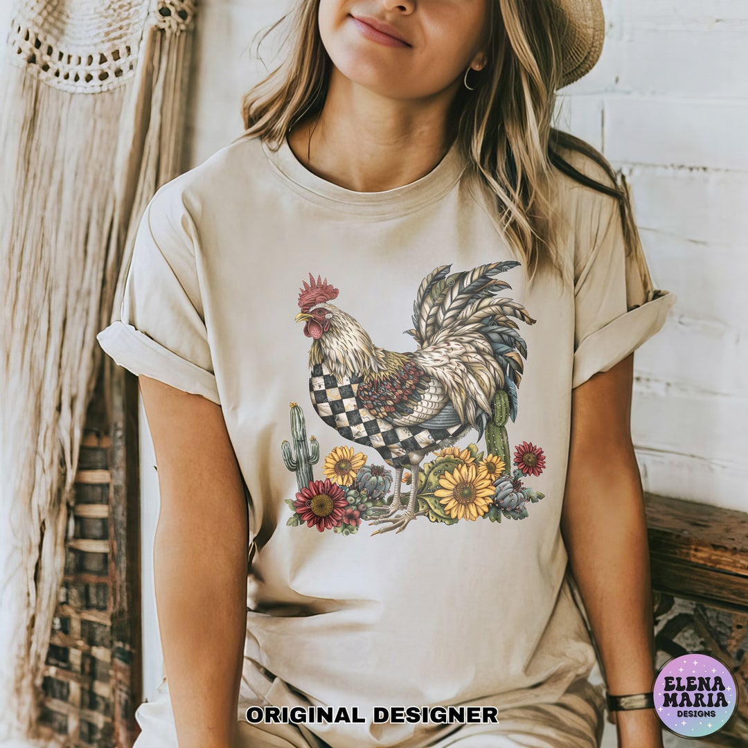 Boho Chicken Checkered Sublimation Design | Chickens PNG Sublimation ...