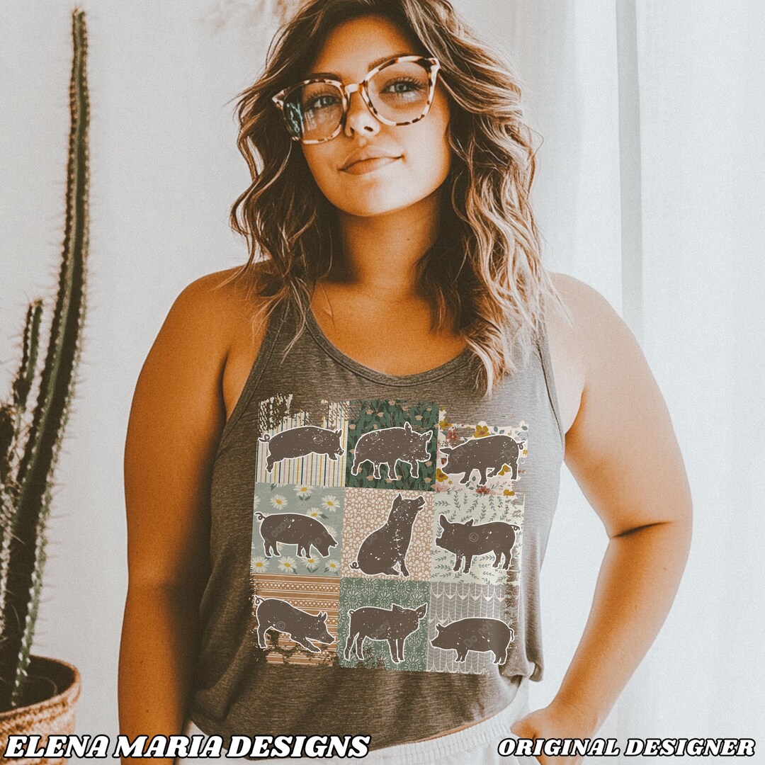 Retro Boho Pig Farm Sublimation Design PNG Files Clipart - Etsy