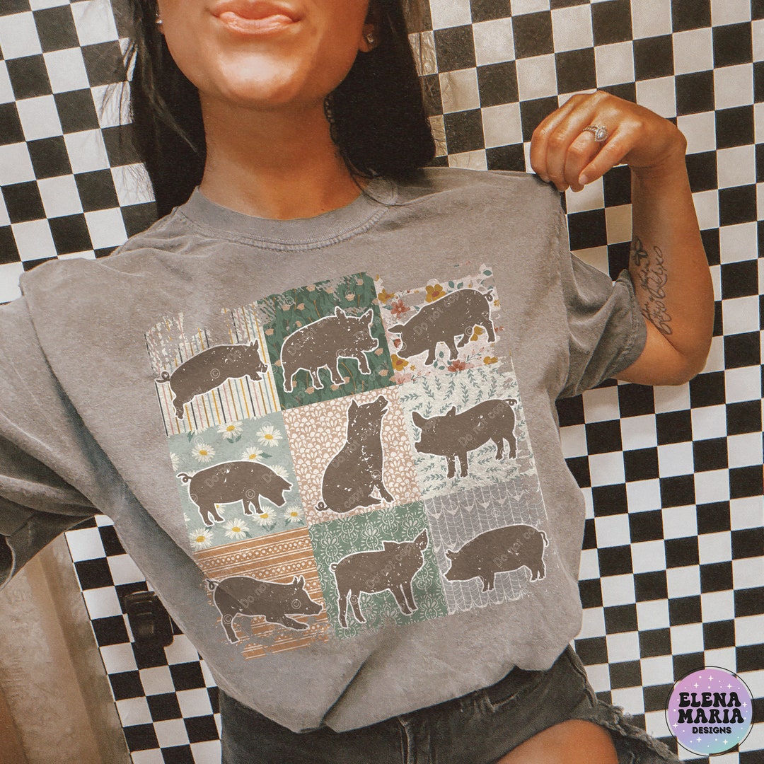 Retro Boho Pig Farm Sublimation Design PNG Files Clipart - Etsy