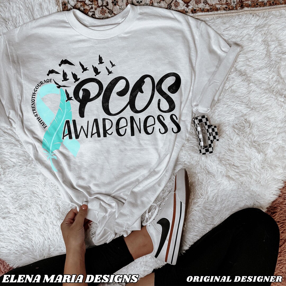 PCOS Awareness SVG File Polycystic Ovarian Syndrome Teal Ribbon Svg Eps ...