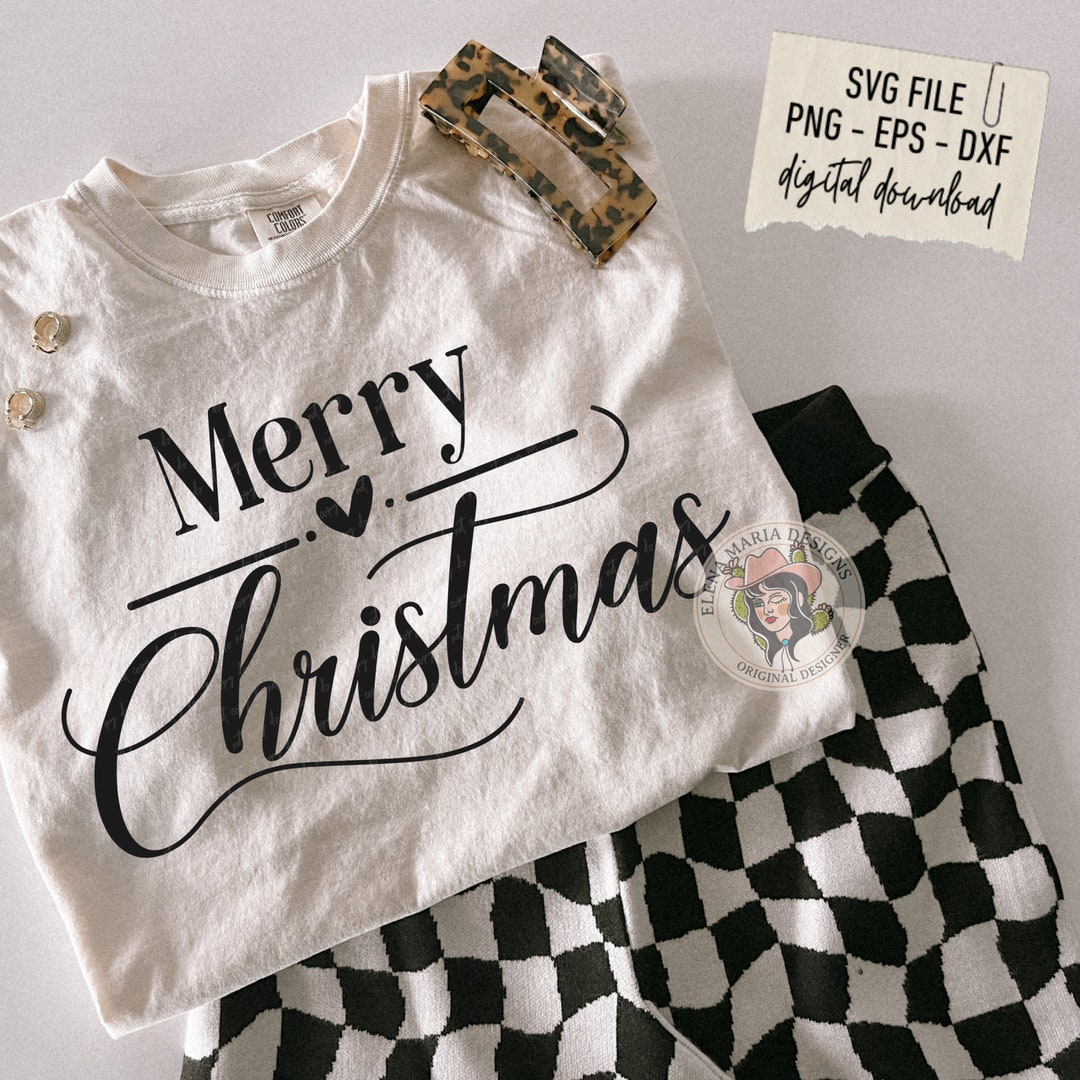 Merry Christmas Svg File Script Santa Sleigh Holiday Svg EPS Png Clip ...