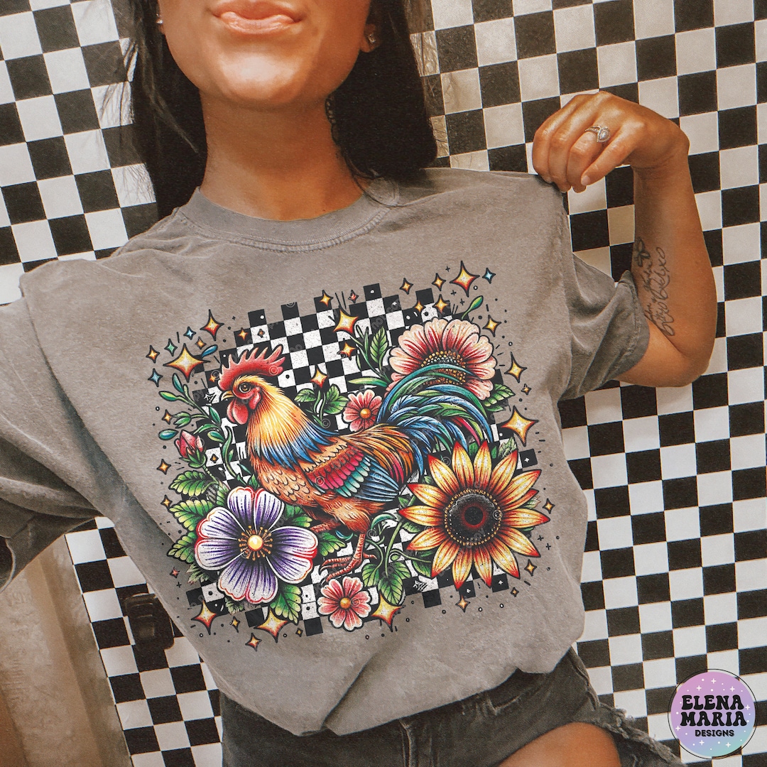 Checkered Rooster Chickens Sublimation Design | Chickens PNG ...