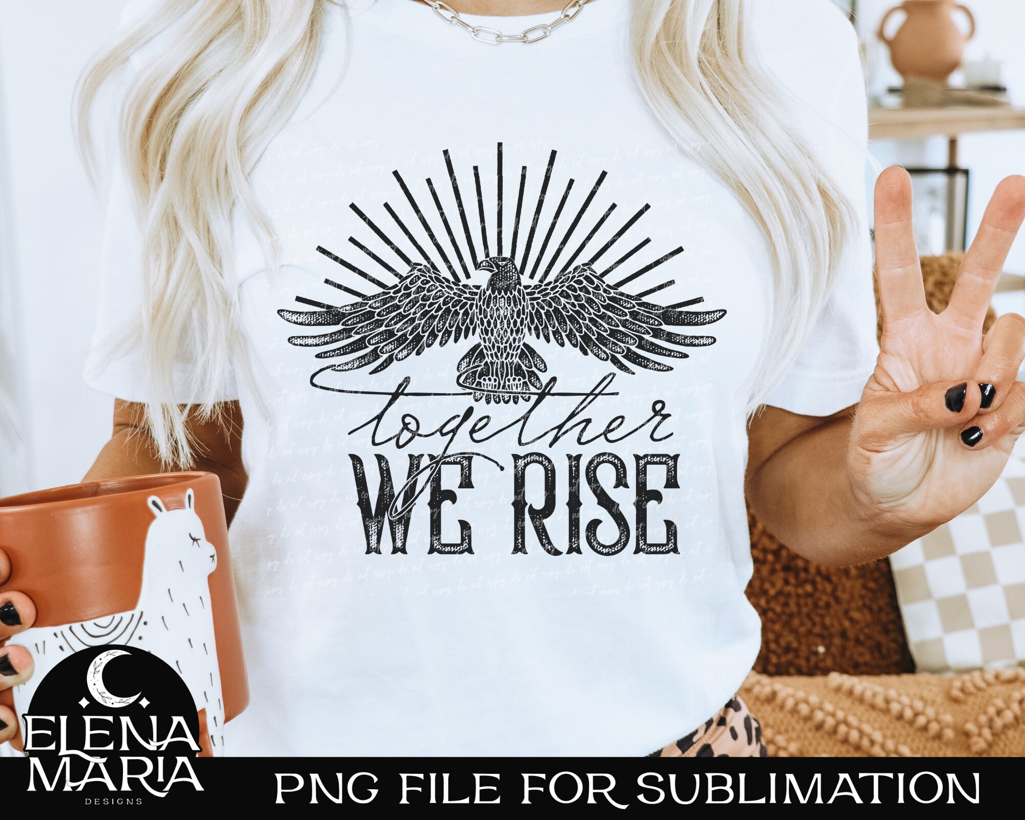 We Rise Together Sublimation PNG Eagle 4th of July America - Etsy