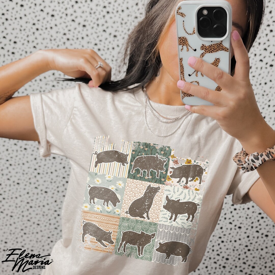 Retro Boho Pig Farm Sublimation Design DTG Heat Transfer PNG ...