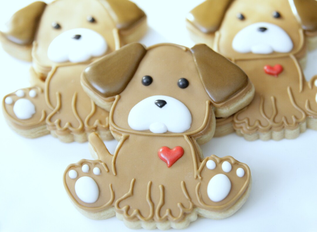 1 Dozen Decorative 4" Shortbread Puppy Dog Cookies - Etsy