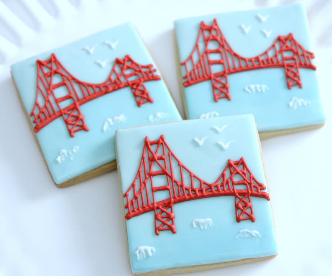 1 Dozen Decorative 3.5" Shortbread San Francisco - Golden Gate Bridge ...