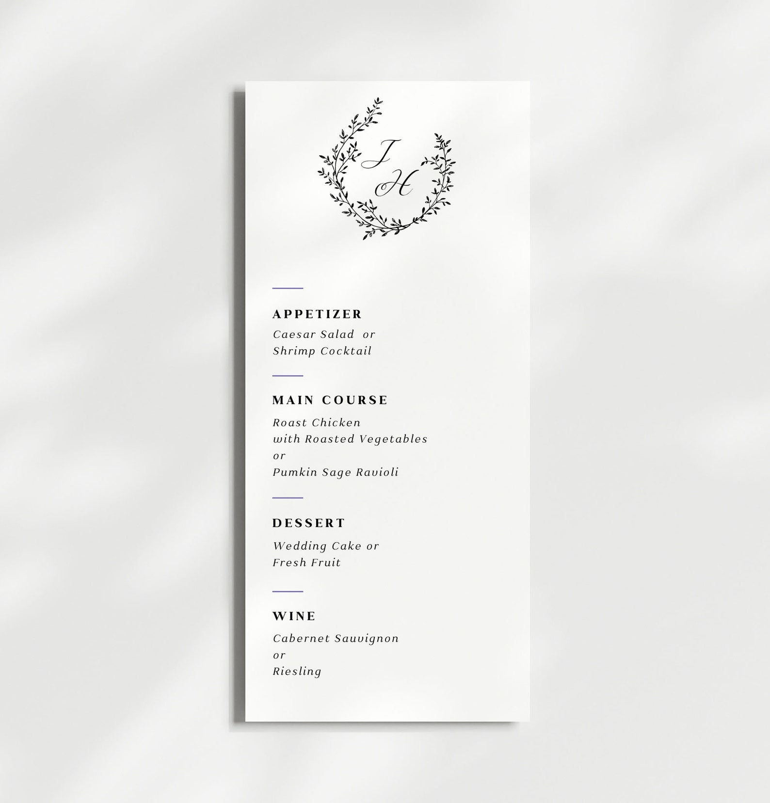 NSTANT DOWNLOAD Wedding Menu, 4x9 Printable Template, DIY, Editable ...