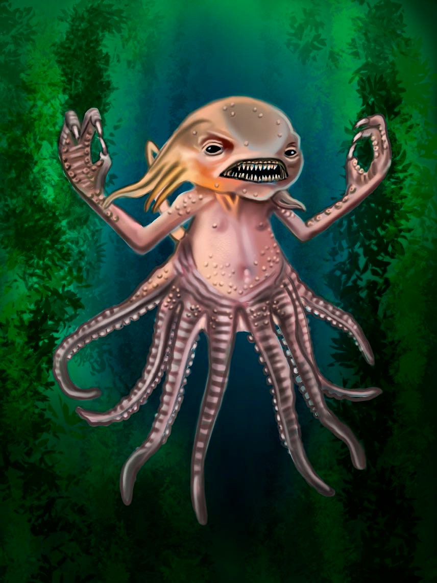 Grindylow 4x6 or 8x10 Art Print - Etsy