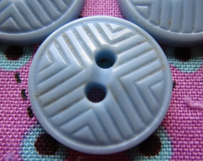 3 Vintage Light Blue Plastic Buttons With Chevron Stripes, 3/4" (19mm ...
