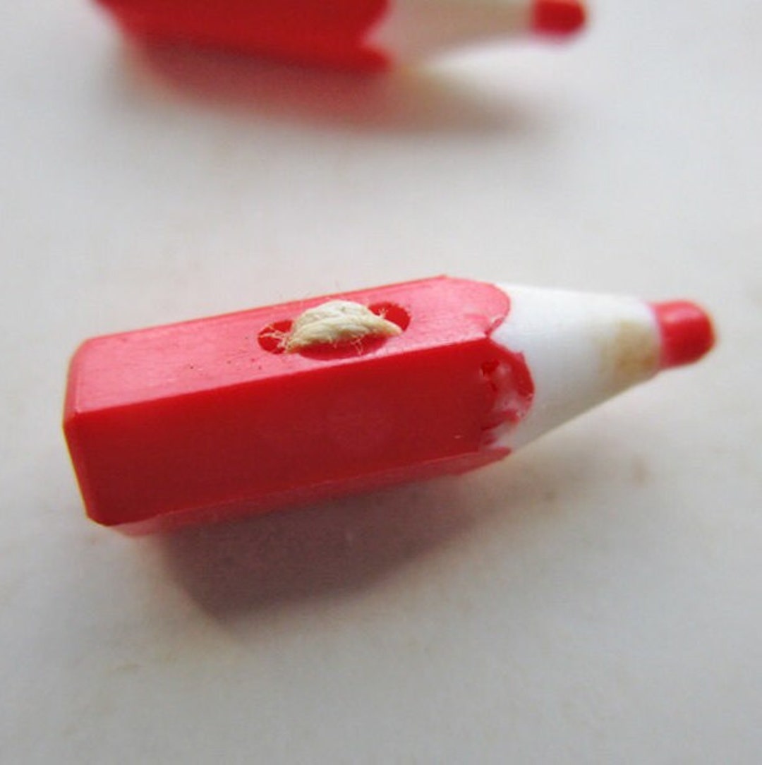 2 Vintage Streamline Novelty Red Pencil Buttons, 13/16 X 1/4, Two-hole ...