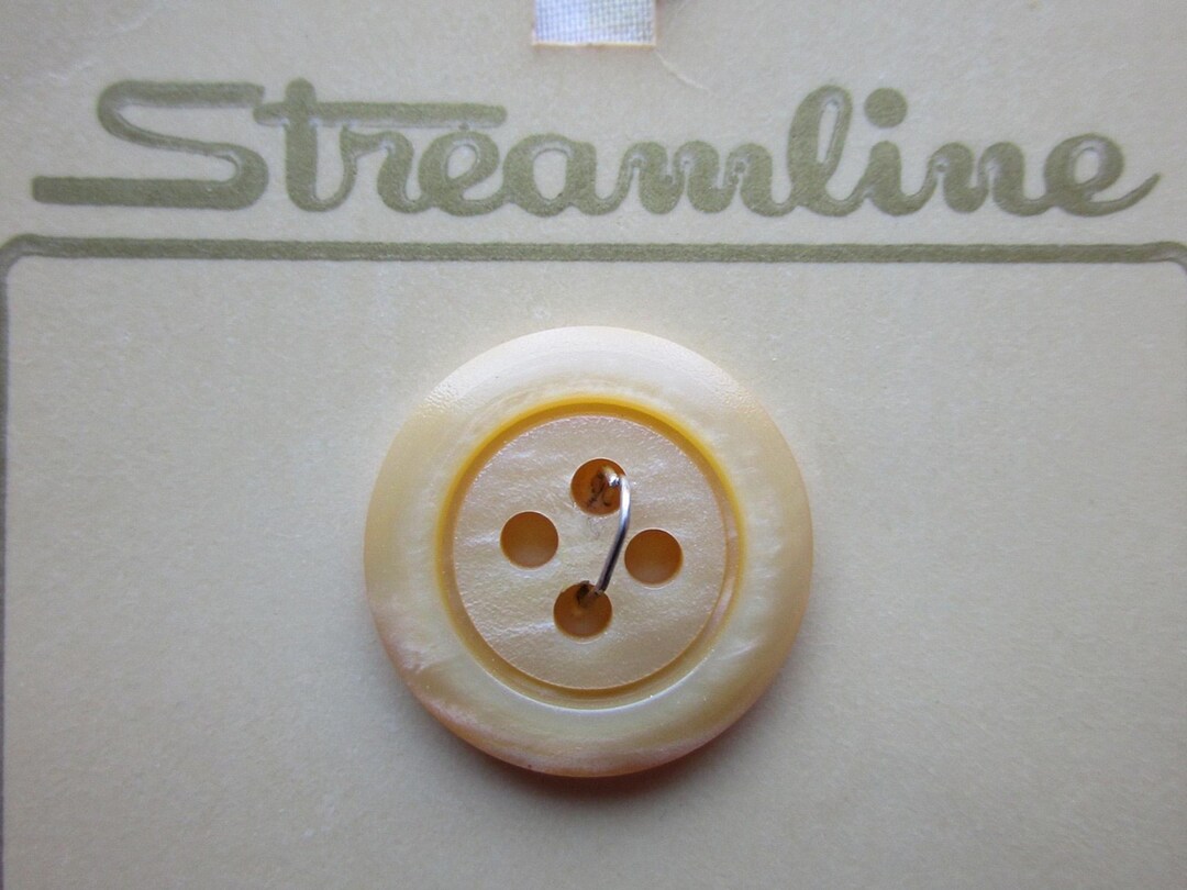 2 Vintage Streamline Yellow-beige Plastic Buttons, 11/16" (17mm) Two ...