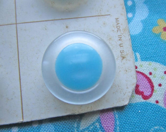 4 Vintage Le Chic Layered White and Turquoise Plastic Shank Buttons, 3/ ...