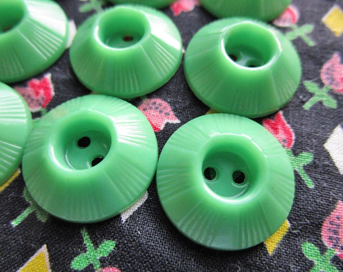 12 Vintage Jadeite Green Plastic Domed Inkwell Buttons, 3/4 19mm Two ...