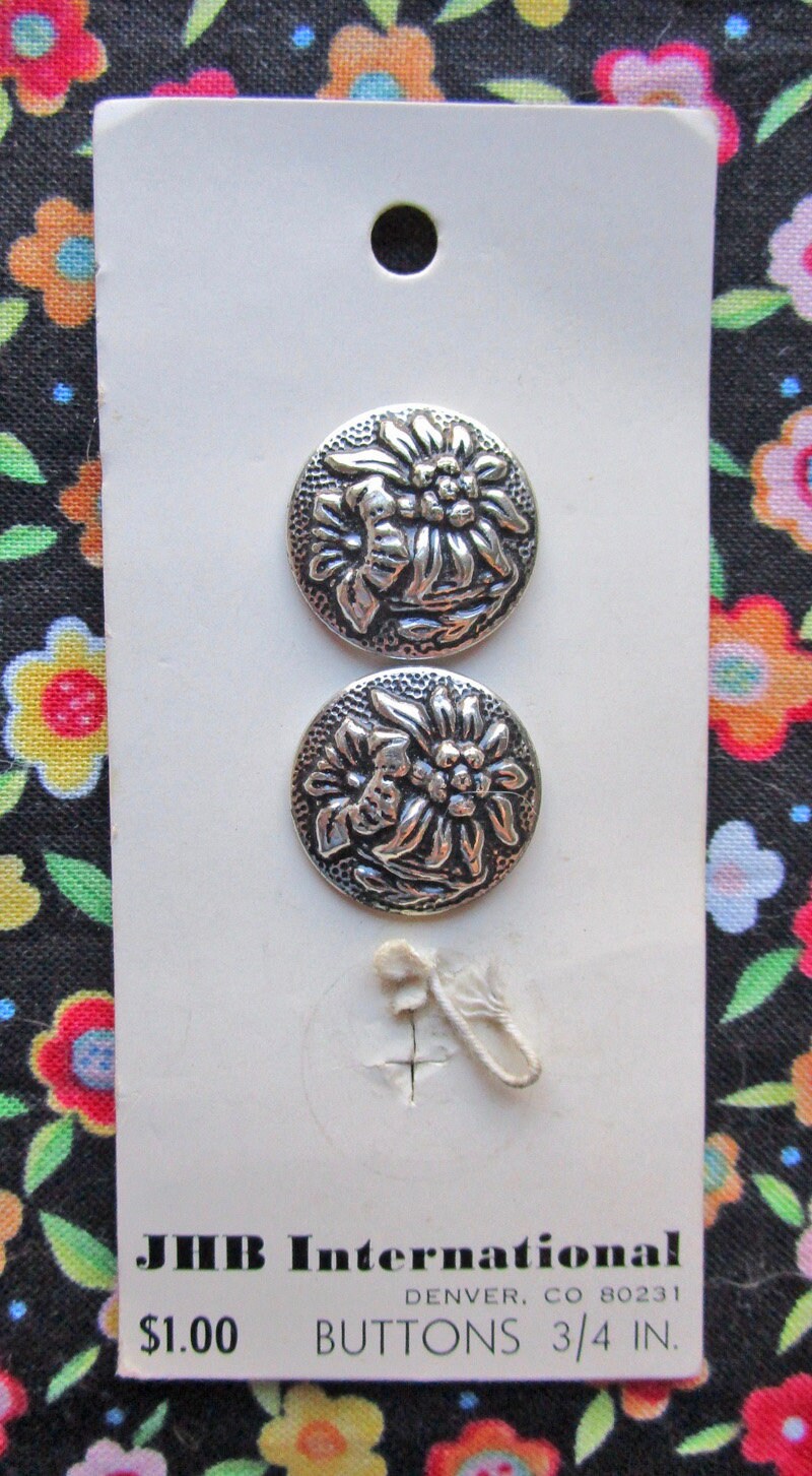 2 Vintage JHB International Silver Metal Shank Buttons With - Etsy