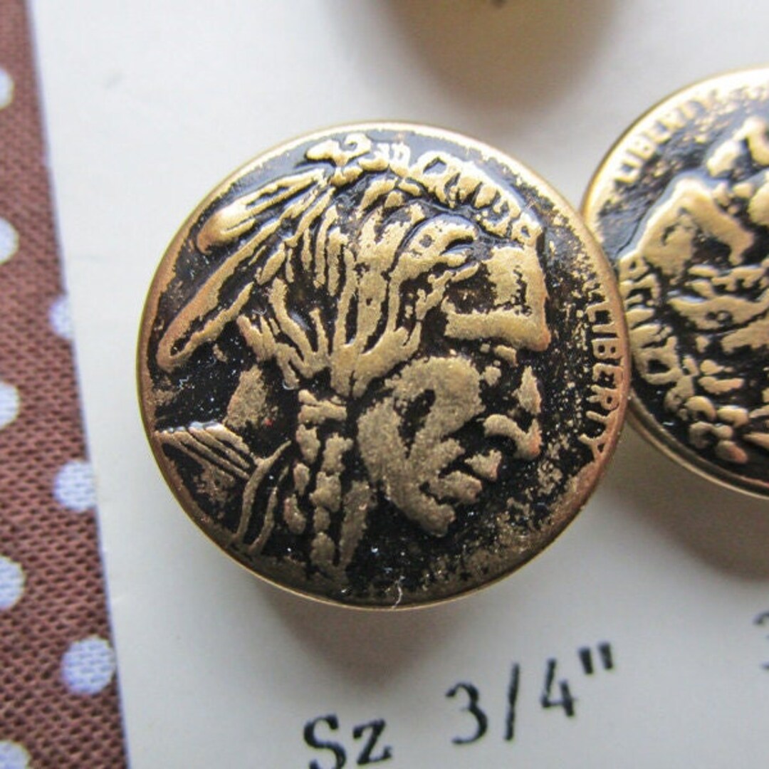 6 Vintage Piece Goods Shop Antiqued Brass Shank Buttons, 3/4 19mm - Etsy