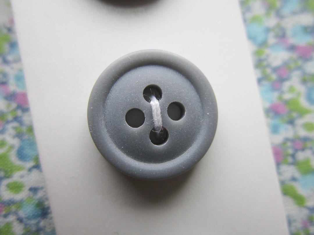 6 Vintage Slimline by Streamline Gray Plastic Buttons, 1/2" (12mm) Four ...