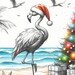 Flamingo Coastal Beach Holiday Template, Printable Christmas Card ...