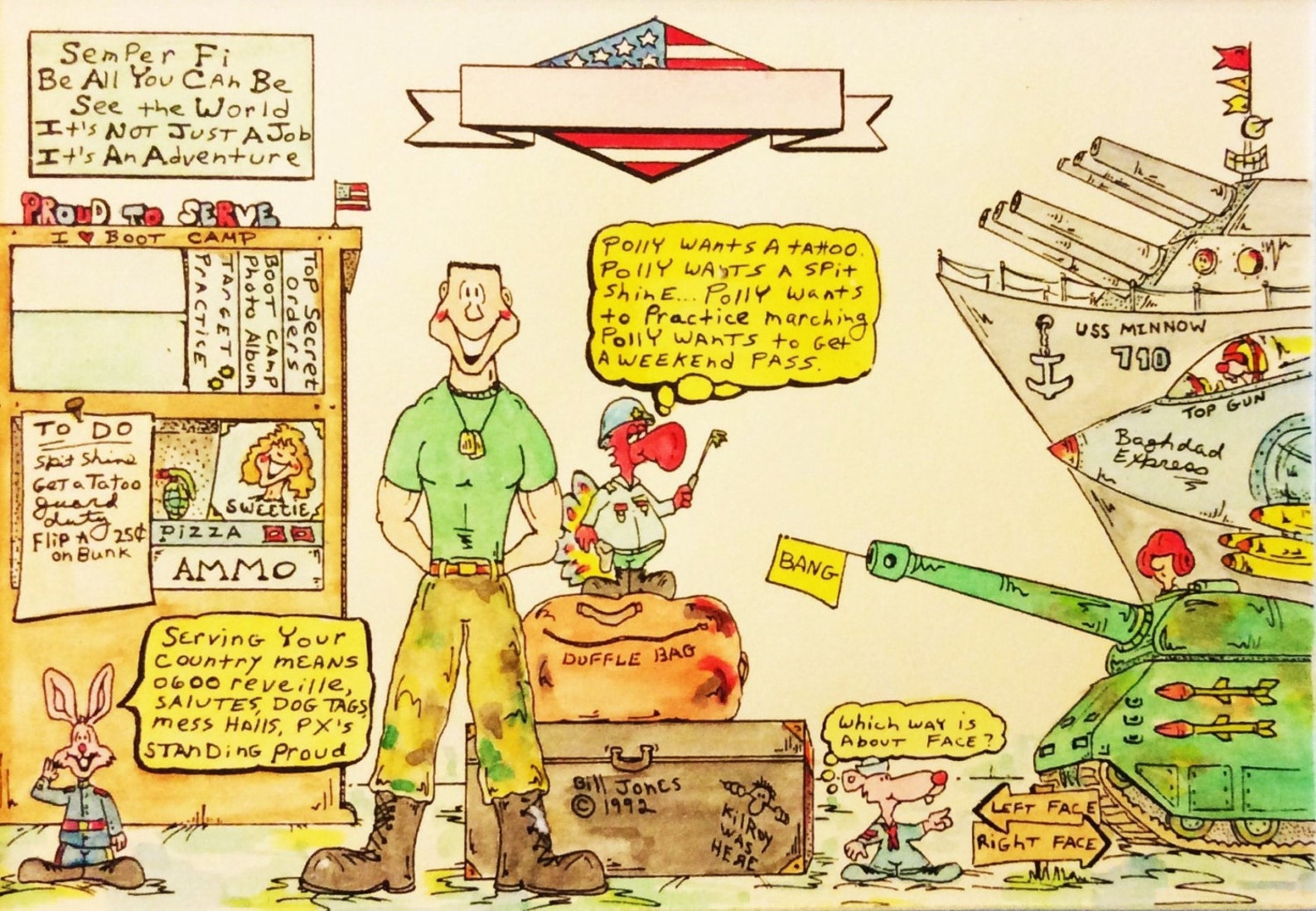Military - ALL BRANCHES Personalized Cartoon - Etsy