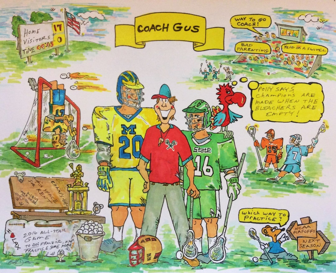 LACROSSE - LAX - Coach or Player Personalized Cartoon - Etsy
