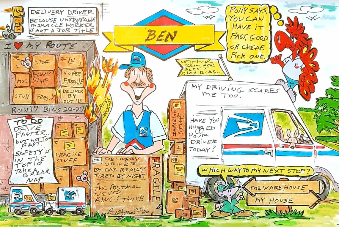 DELIVERY DRIVER Personalized Cartoon - Etsy