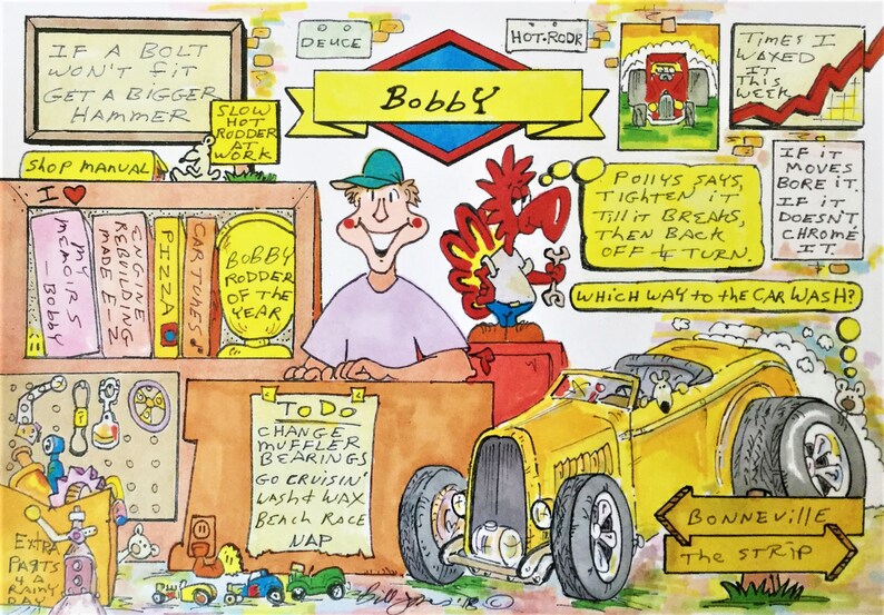 32 FORD DEUCE 5x7 (with THEIR Car) Personalized Cartoon - Etsy