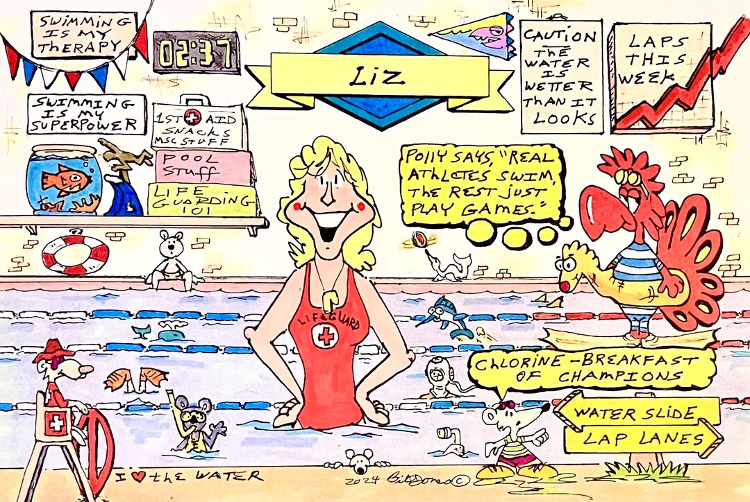 SWIMMER Personalized Cartoon - Etsy