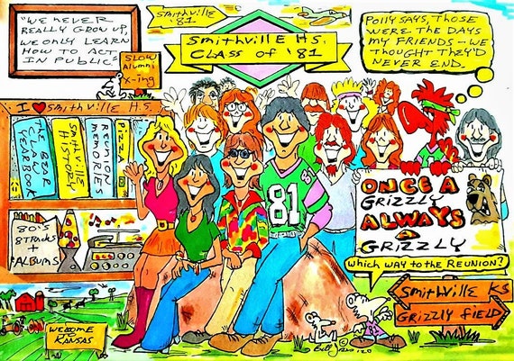 CLASS REUNION Personalized Cartoon - Etsy