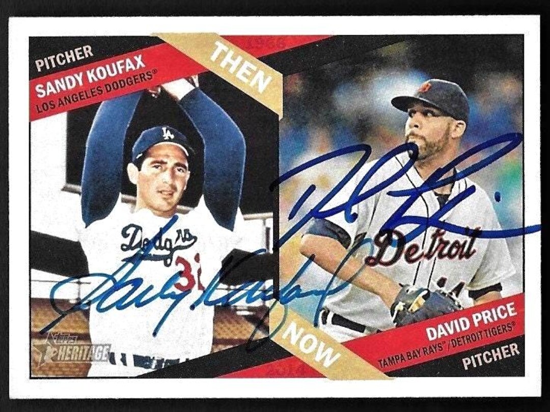 Sandy Koufax & David Price Dual Autograph Signed Topps Card #9 Dodgers ...