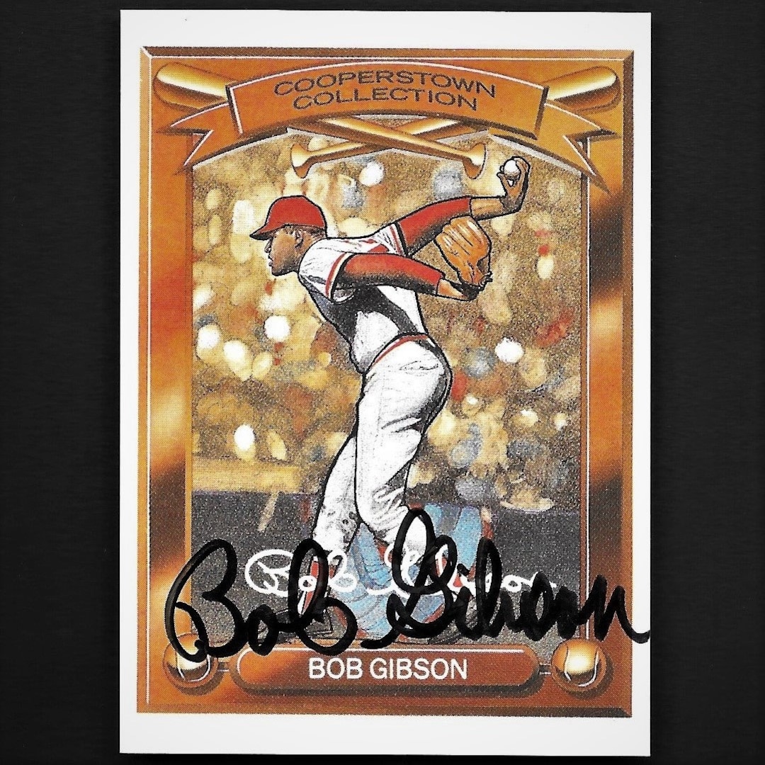 Bob Gibson Autograph Signed 1989 Kahn's Hillshire Farm Cooperstown Collection Card Cardinals ...