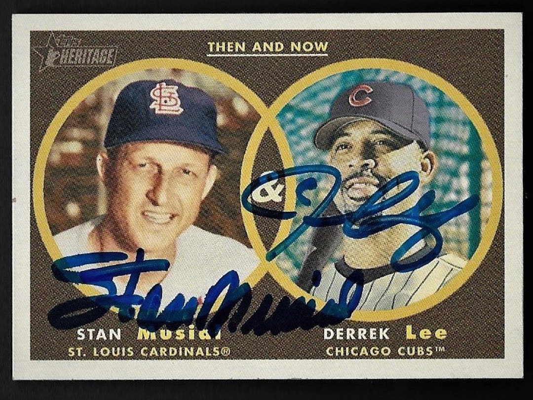 Stan Musial & Derrek Lee Dual Autograph Signed Card Cardinals/cubs - Etsy