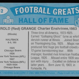 Harold "red" Grange Autographed Signed 1988 Swell Card #42 Bears - Etsy