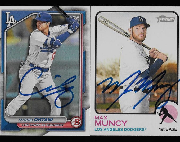 Shohei Ohtani & Max Muncy Autograph Signed Trading Card Set Dodgers - Etsy