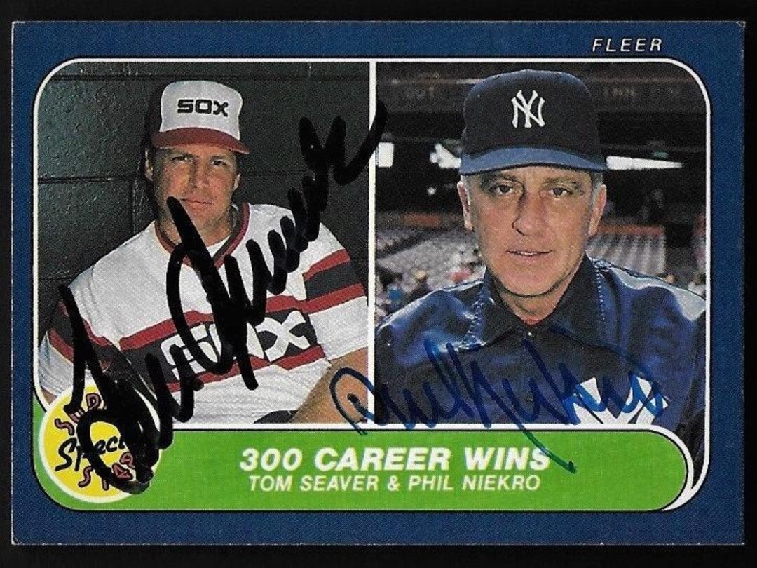 Tom Seaver & Phil Niekro Dual Autograph Signed 1986 Fleer Card #630 Sox ...