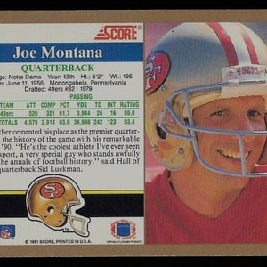 Joe Montana Autograph Signed 1991 Score Card #1 49ers Nice! - Etsy