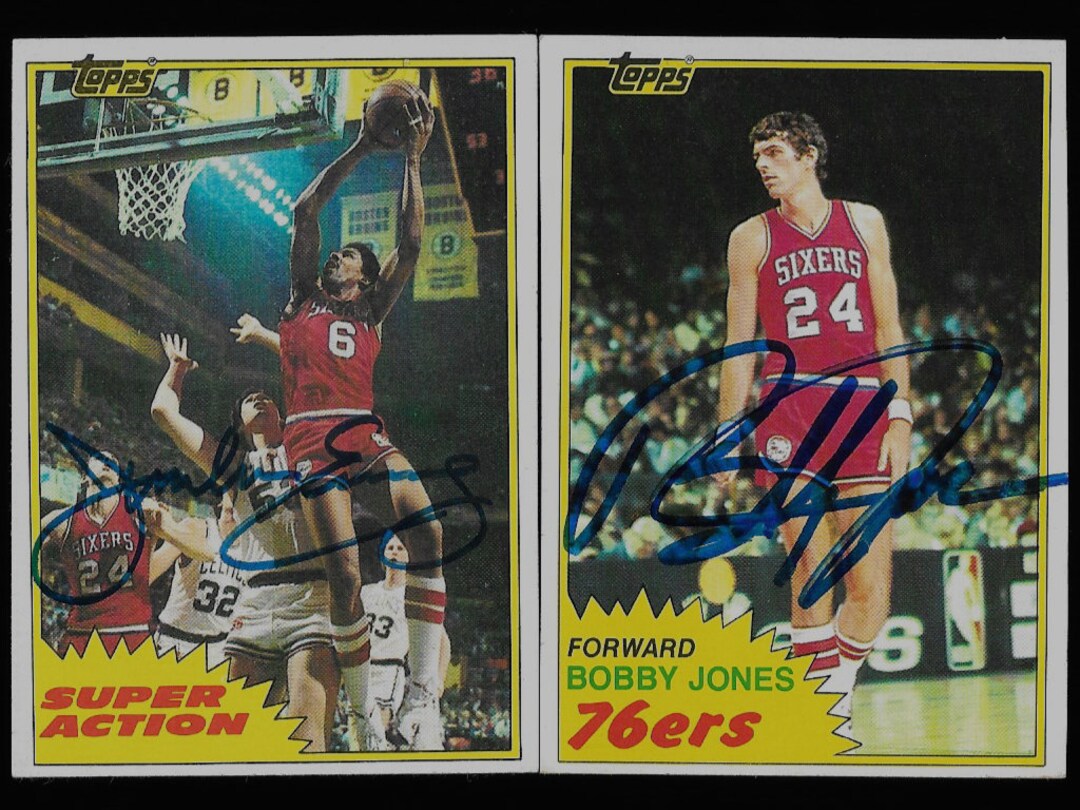 Julius Erving & Bobby Jones Autograph Signed 1981 Topps Card Set 76ers ...