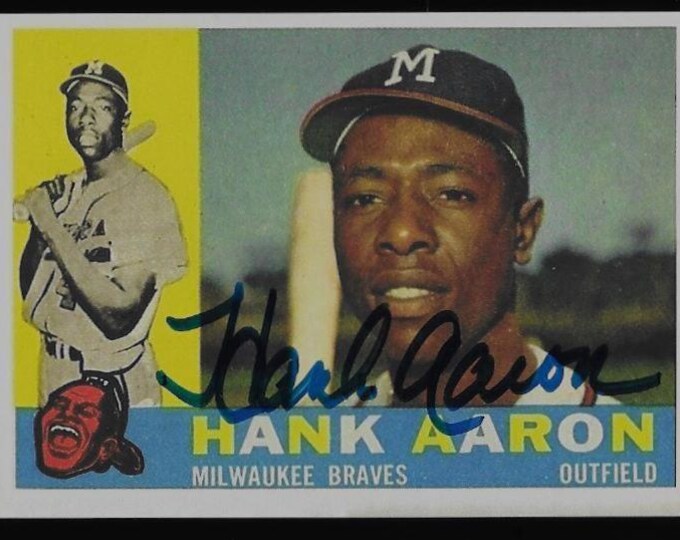 Hank Aaron Autograph Signed 1960 Topps RP Card #300 Braves Nice! - Etsy