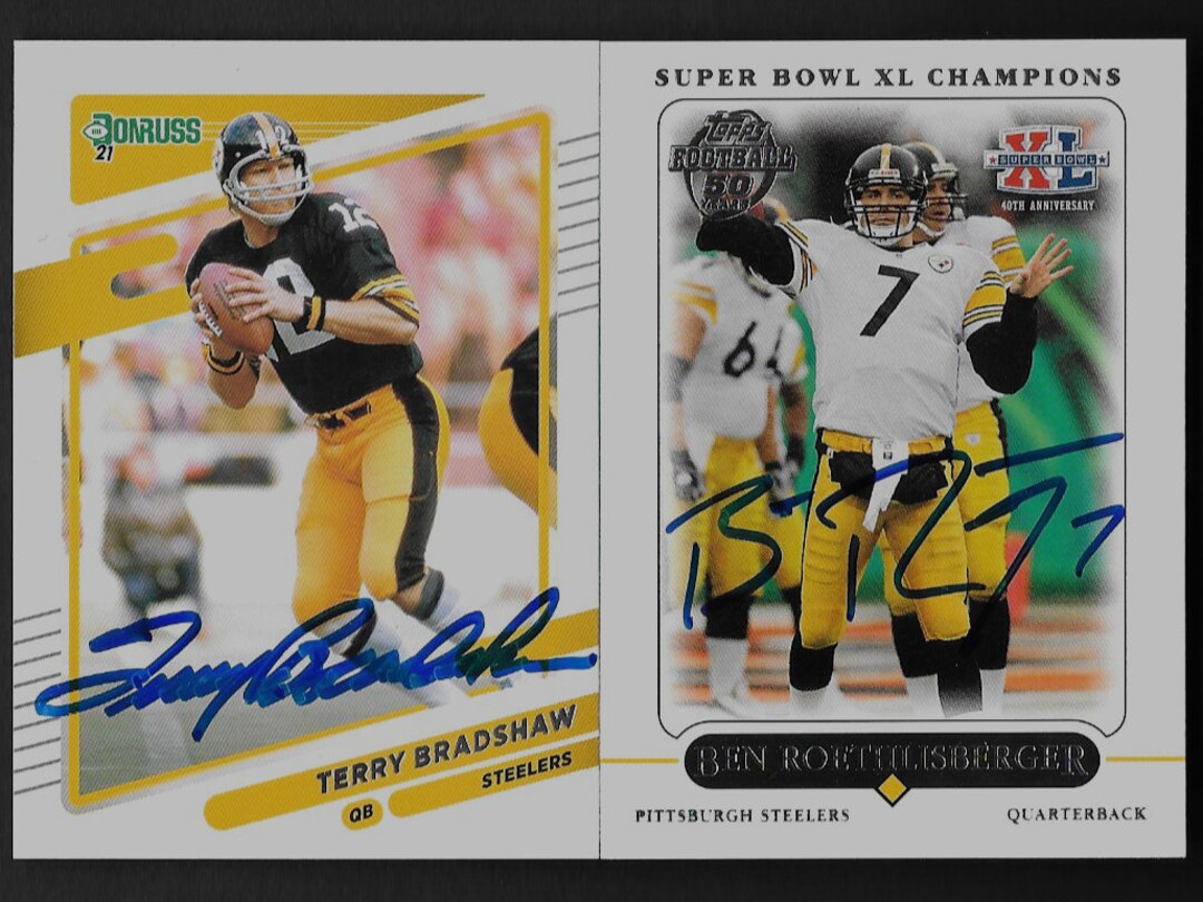 Terry Bradshaw & Ben Roethlisberger Autograph Signed Topps/panini Cards ...