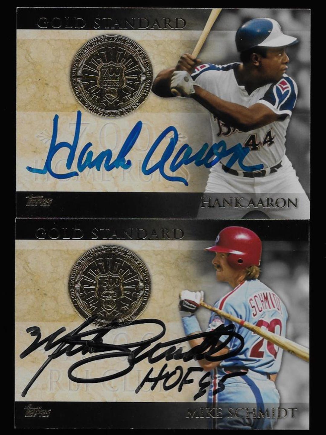 Hank Aaron & Mike Schmidt Autograph Signed 2012 Topps Cards Phillies ...
