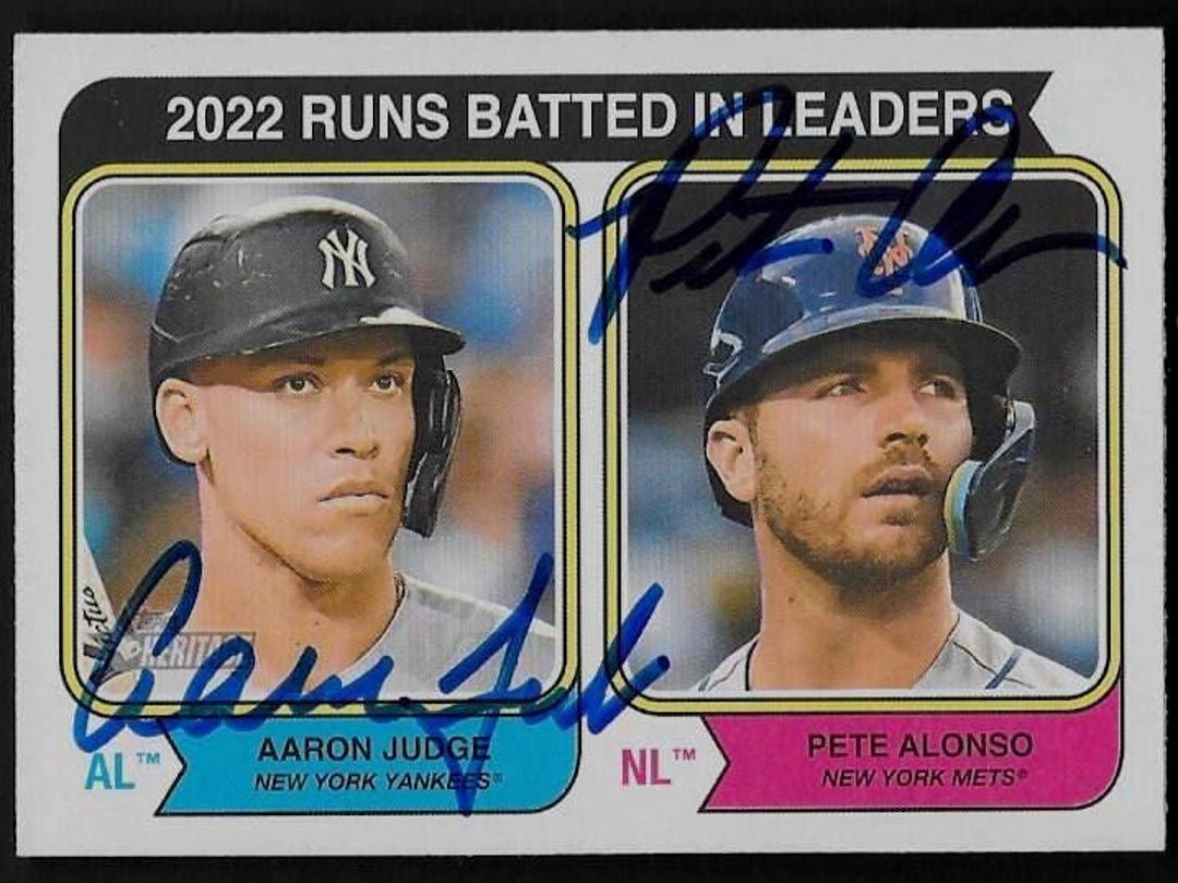 Aaron Judge & Pete Alonso Dual Autograph Signed Topps Card #203 Yankees ...