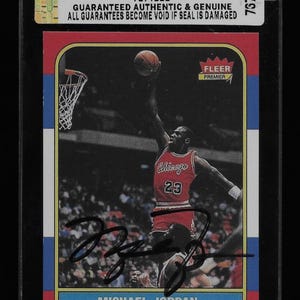 Michael Jordan Autograph Signed 1986 Fleer Rookie Reprint Card #57 ...