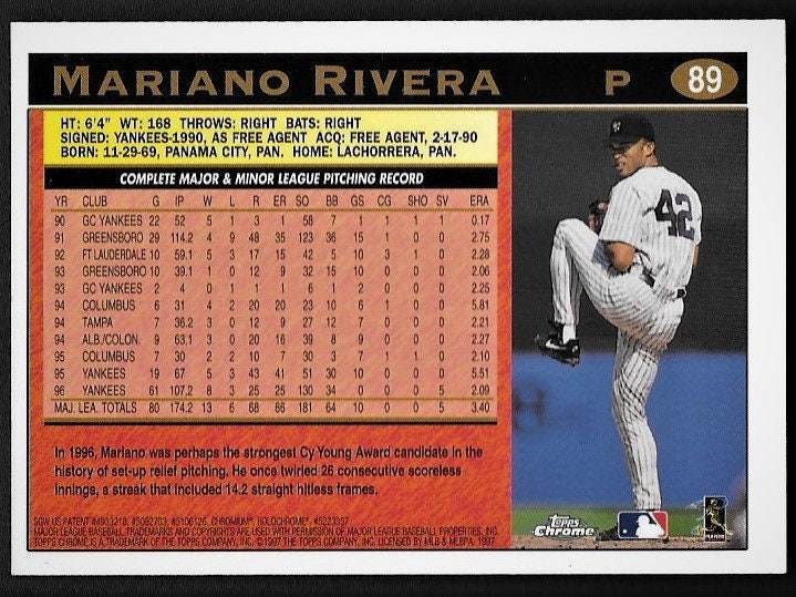 Mariano Rivera Autograph Signed 1997 Topps Card 89 Yankees - Etsy